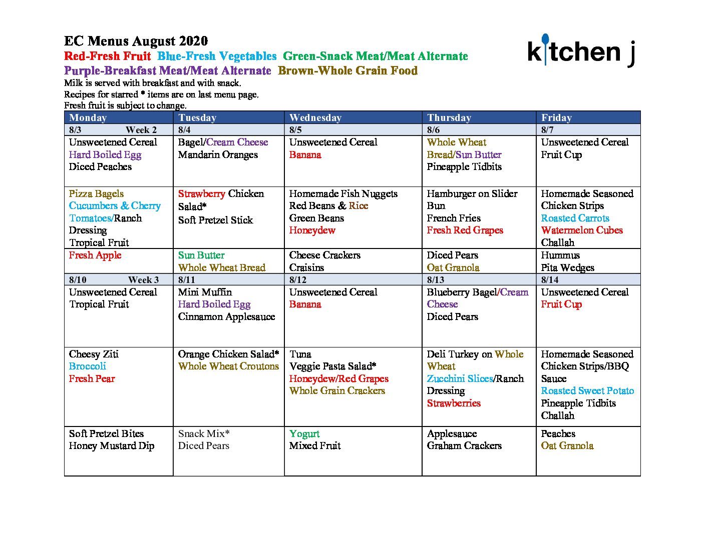 EC Menu August 2020 - St. Louis JCC
